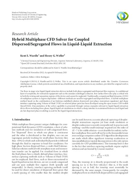 Pdf Hybrid Multiphase Cfd Solver For Coupled Dispersedsegregated Flows In Liquid Liquid