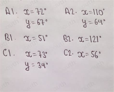 solved a1 find the values of x and y a2 find the values of x and y as