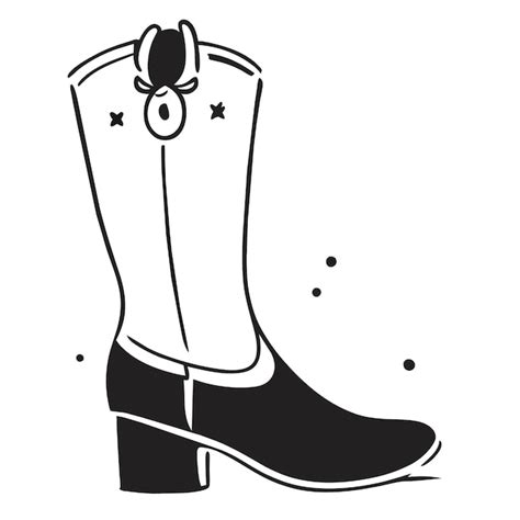 Rubber Boots Retro Cowgirl Hand Drawn Flat Stylish Cartoon Sticker Icon Concept Isolated