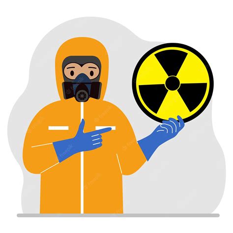 Premium Vector A Man In A Yellow Radiation Protective Suit And A
