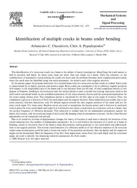 Pdf Identification Of Multiple Cracks In Beams Under Bending