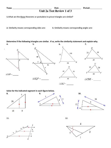 Unit 2a Test Review 1 Of 3 Download Free Pdf Triangle Euclidean Plane Geometry