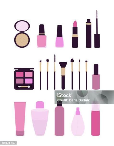 화장품은 흰색 배경에 평면 벡터 그림을 설정합니다 메이크업과 자기 관리 개념 0명에 대한 스톡 벡터 아트 및 기타 이미지 0