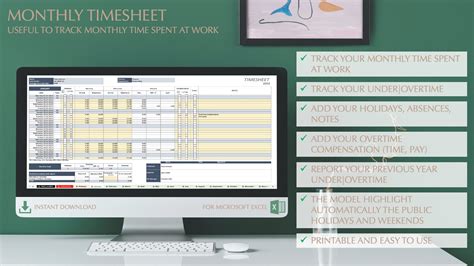 Employee Monthly Timesheet Excel Template Time Spent Excel Tool Vba