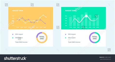 Flat Linear Graph Chart Infographic Dashboard Stock Vector Royalty