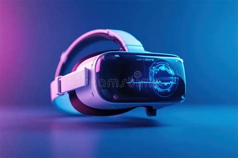 Innovative Virtual Reality Headset Displaying Heart Rate Monitor In A Vibrant Setting Stock