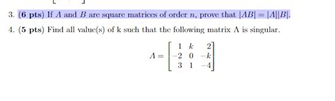 Solved Pts If A And B Are Square Matrices Of Order N Chegg