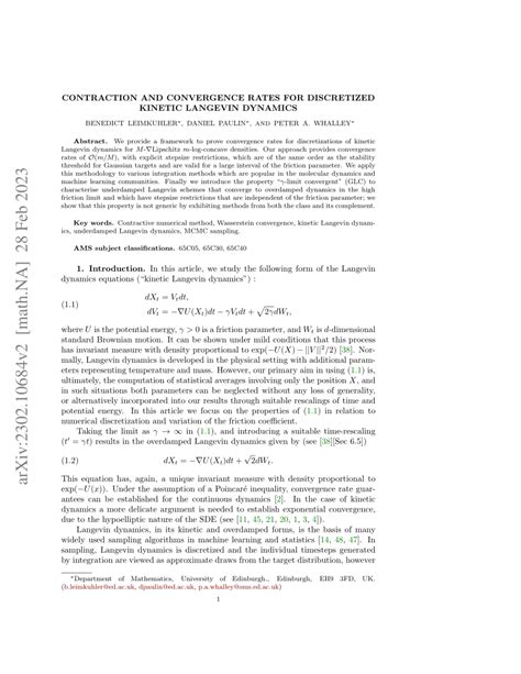 Pdf Contraction And Convergence Rates For Discretized Kinetic