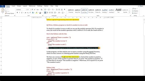 Finding Even And Odd Numbers In Python Python Interview Questions Youtube