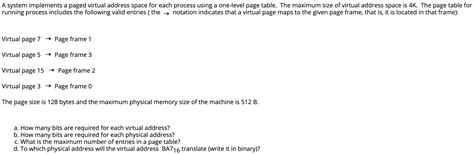 solved a system implements a paged virtual address space for