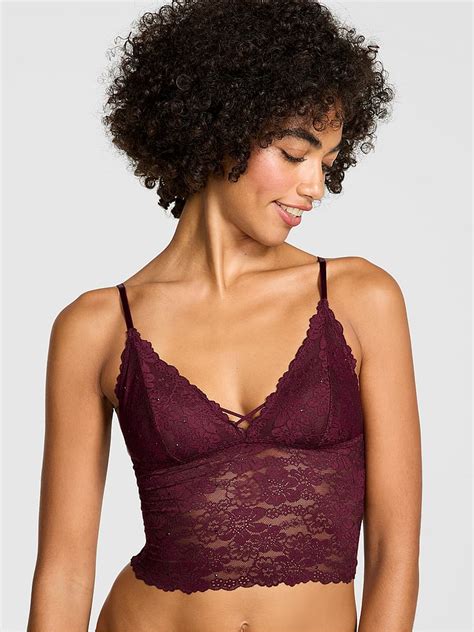 Wild Rose Purple Bralette Diamonte Lace Bra Top Victorias Secret Uk