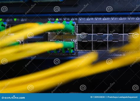 Information Technology Computer Network Network Switch And Ethernet Cables Stock Photo Image