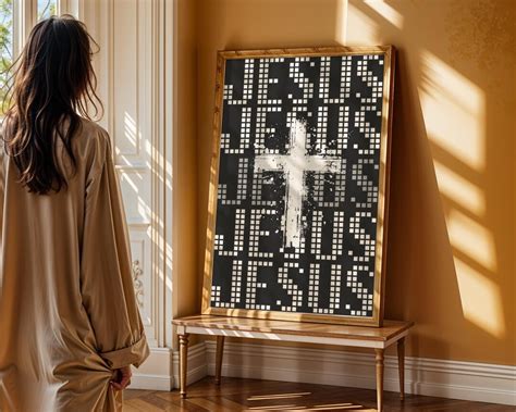 Unique Cross Wall Art Black White Christian Art Modern Scripture Art