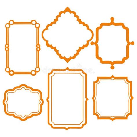 Vintage Rectangular Frame Vector Set Elegant Ornamental Border Collection Stock Vector