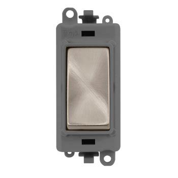 Click GridPro Brushed Stainless AX Position Centre Off Retractive Switch Module With Grey