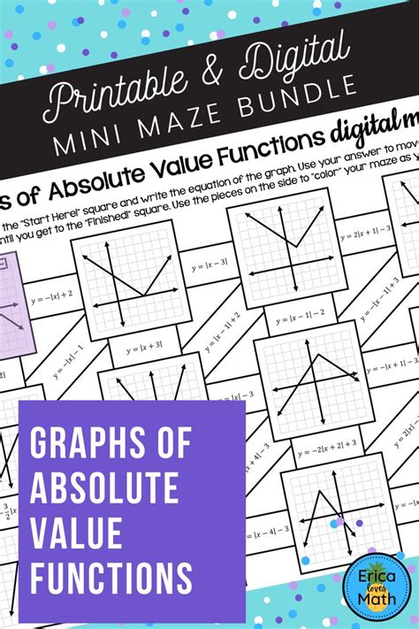 graphs of absolute value functions activity printable and digital maze rational expressions