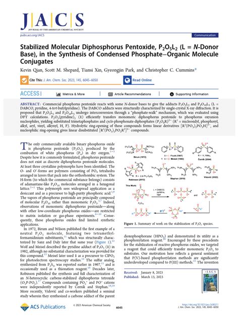 Qian Et Al 2023 Stabilized Molecular Diphosphorus Pentoxide P2o5l