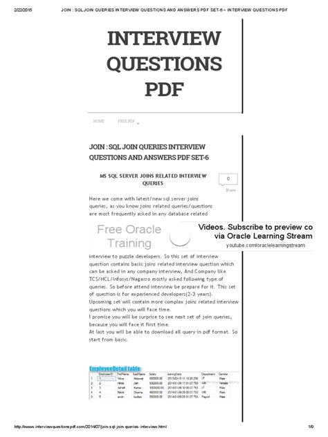 Join Sql Join Queries Interview Questions And Answers Pdf Set 6 Interview Questions Pdf Pdf