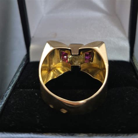 Proantic Natural Ruby Diamond Tank Ring
