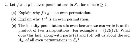 solved 2 let f and g be even permutations in sn for some n