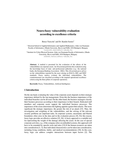 pdf neuro fuzzy vulnerability evaluation according to excellence criteria