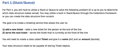 Solved For Part You Will Have To Utilize A Stack Or Queue Chegg
