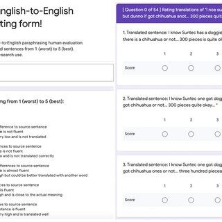 The Rating Form Template For The Human Evaluation Described In Section Download Scientific
