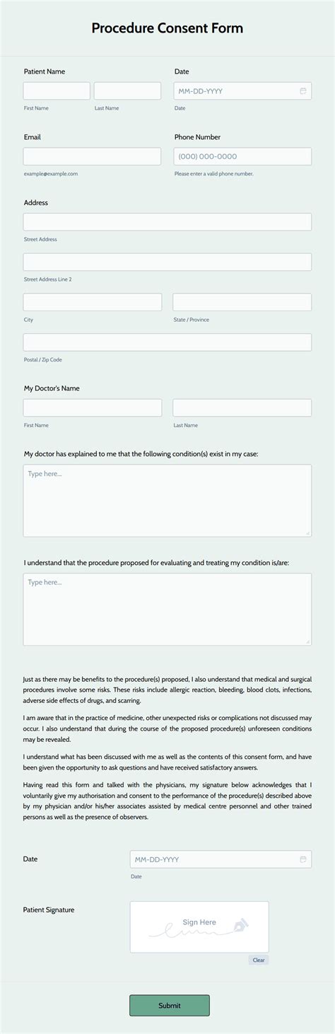 Surgery Consent Forms Templates