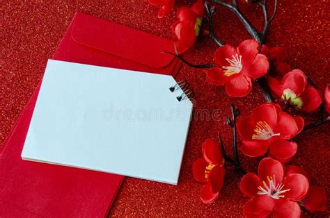Top View Of Blank Notepad With Chinese New Year Decoration Copy Space And Chinese New Year