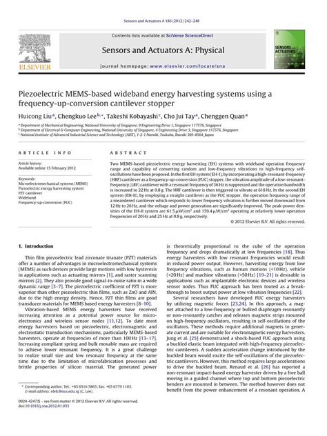 Pdf Piezoelectric Mems Based Wideband Energy Harvesting Systems Using