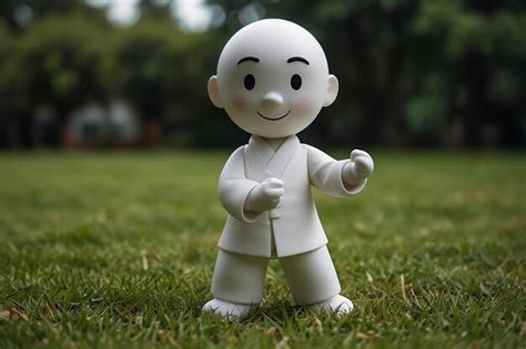 Premium Photo Cartoon Character Tai Chi Graceful Moves On Grass