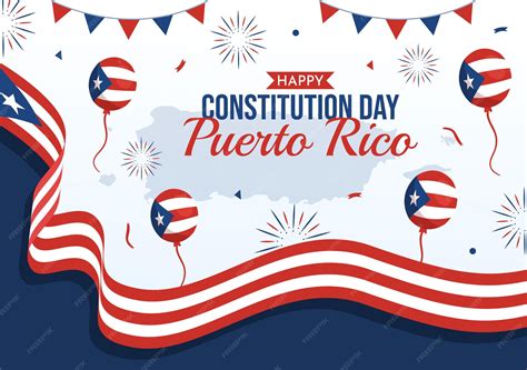Feliz Día De La Constitución De Puerto Rico Ilustración Vectorial Con