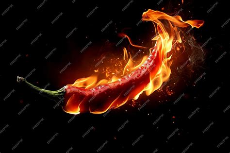 Premium Photo A Flaming Hot Red Chilli Pepper On Fire Burning Hot