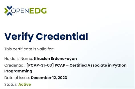 Khuslen E On Linkedin Pcap Certified Associate In Python Programming