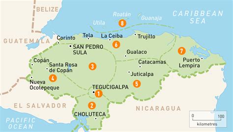 Map Of Honduras Honduras Regions Rough Guides Rough Guides Map