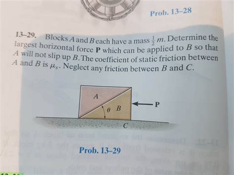 solved blocks a and b each have a mass 1 2 m determine
