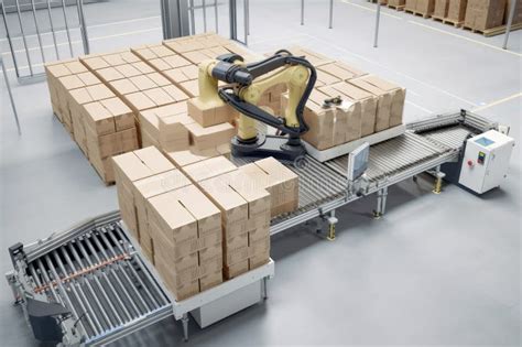 Palletizing Robot With Multiple Pallets And Boxes Preparing For