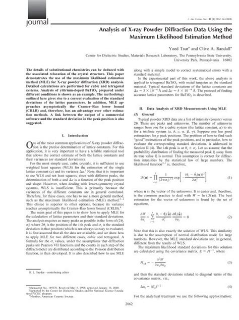 Analysis Of X Ray Powder Diffraction Data Using The Maximum