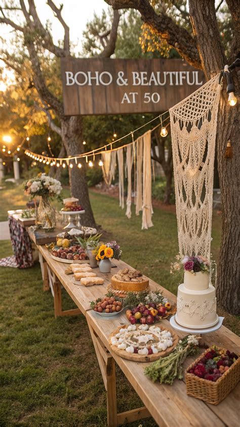Boho 50th Birthday Bash Nature Inspired Party Ideas 🌻🎊 In 2025 Rustic Birthday Boho Birthday