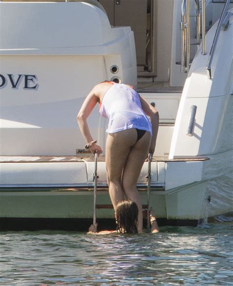 Selena Gomez Wet Ass In A Bikini Getting Onto A Yacht