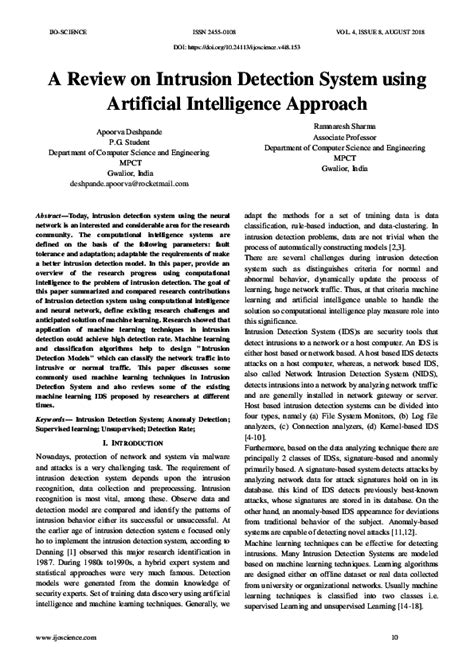 Pdf A Review On Intrusion Detection System Using Artificial