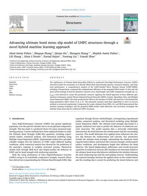 pdf advancing ultimate bond stress slip model of uhpc structures