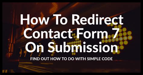 Redirect Contact Form On Submission
