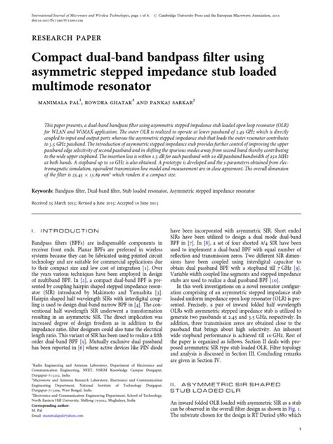 Compact Dual Band Bandpass Filter Using Asymmetric Stepped Impedance Stub Loaded Multimode