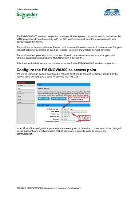 Configure The PMXNOW0300 As Access Point ACKSYS