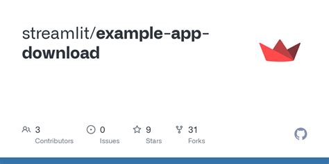 GitHub Streamlit Example App Download