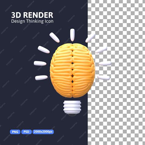 Premium Psd 3d Rendering Design Thinking Idea Icon