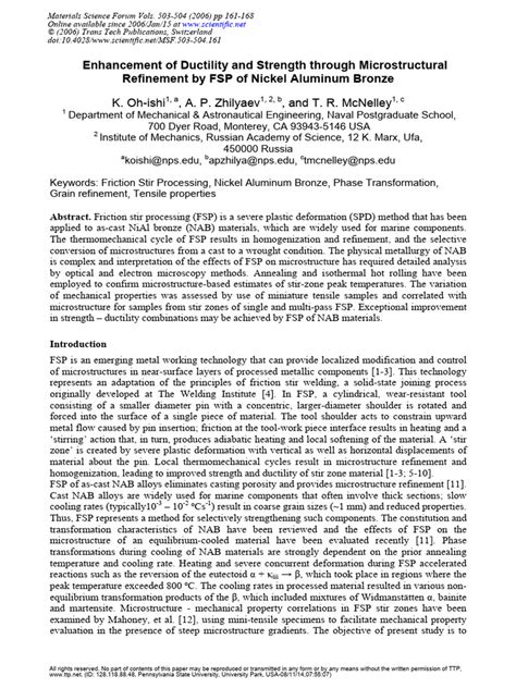 Enhancement Of Ductility And Strength Through Microstructural