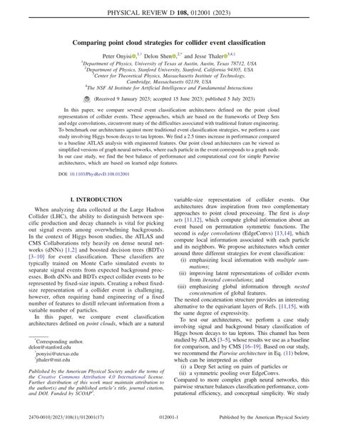 Pdf Comparing Point Cloud Strategies For Collider Event Classification