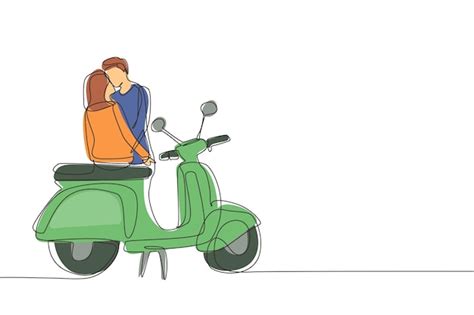 Ein Einzelnes Kontinuierliches Linienzeichnen Paar Auf Einem Date Im